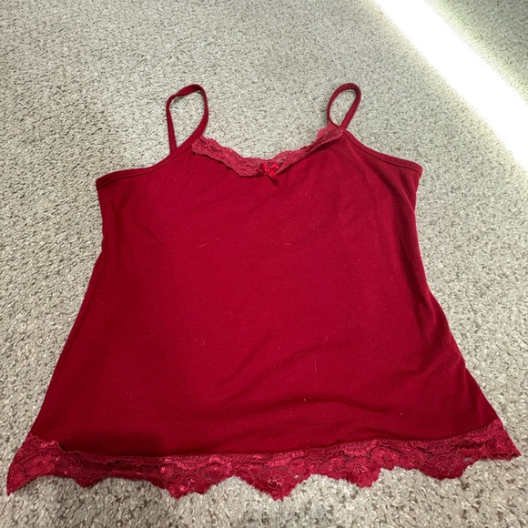 SHEIN | Tops | Red Tank Top Wlace And Bow | Poshmark